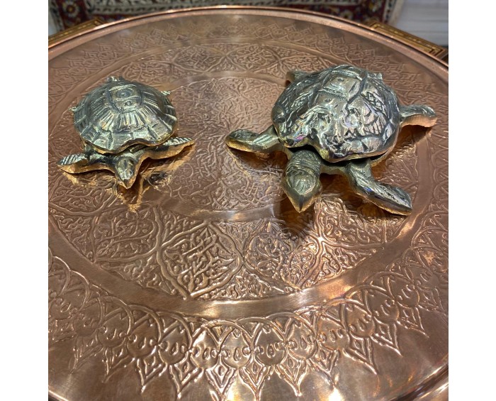 Tranquil Turtles: Handmade Brass Turtle Figure Set- 14 Cm / 5.51 inches