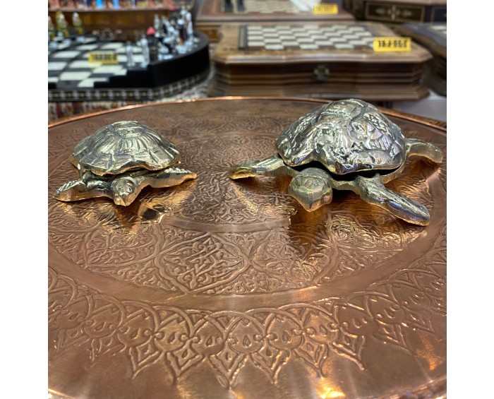 Tranquil Turtles: Handmade Brass Turtle Figure Set- 14 Cm / 5.51 inches