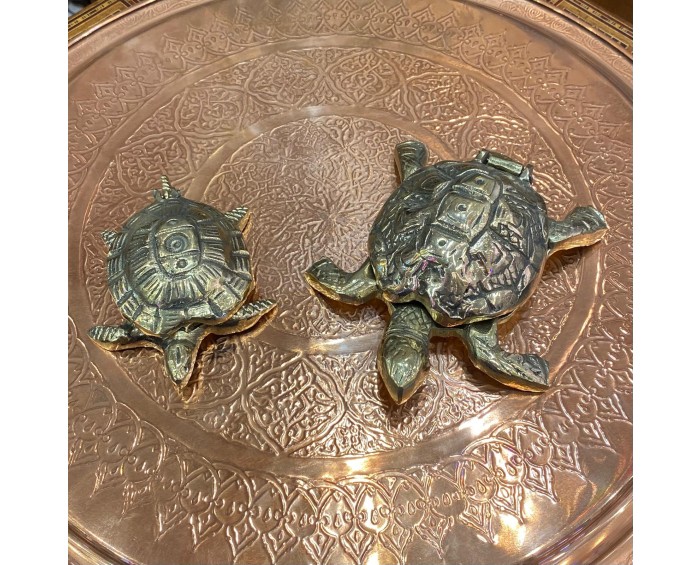 Tranquil Turtles: Handmade Brass Turtle Figure Set- 14 Cm / 5.51 inches