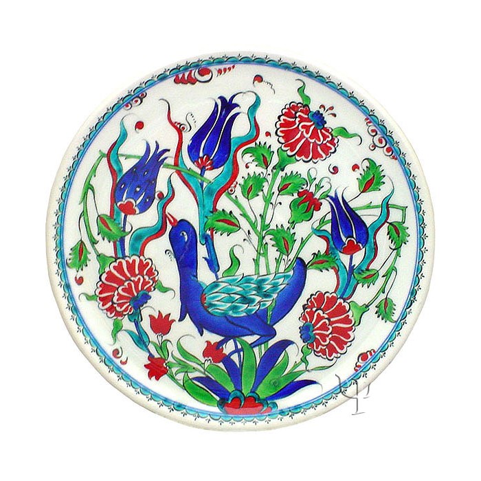 Iznik Design Ceramic Plate - Phoenix 25cm