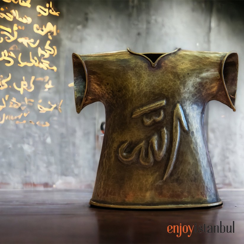 Divine Calligraphy Caftan: Artisanal Brass Handcrafted Elegance