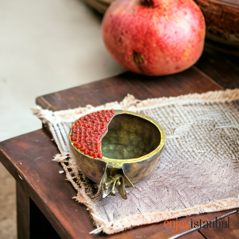 Artisanal Brass Pomegranate Sugar Bowl Delight- no1 - 9 Cm / 3.54 inches