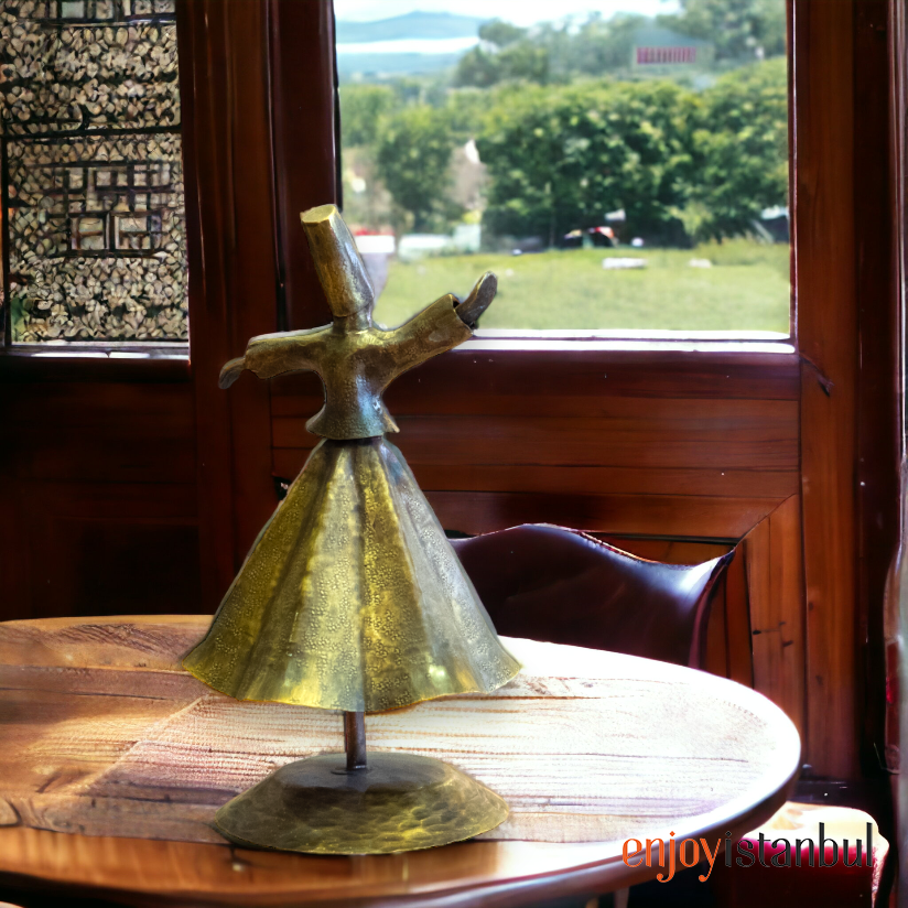 Sleek Spin: Handcrafted Brass Whirling Dervish with Flat Design - No 5