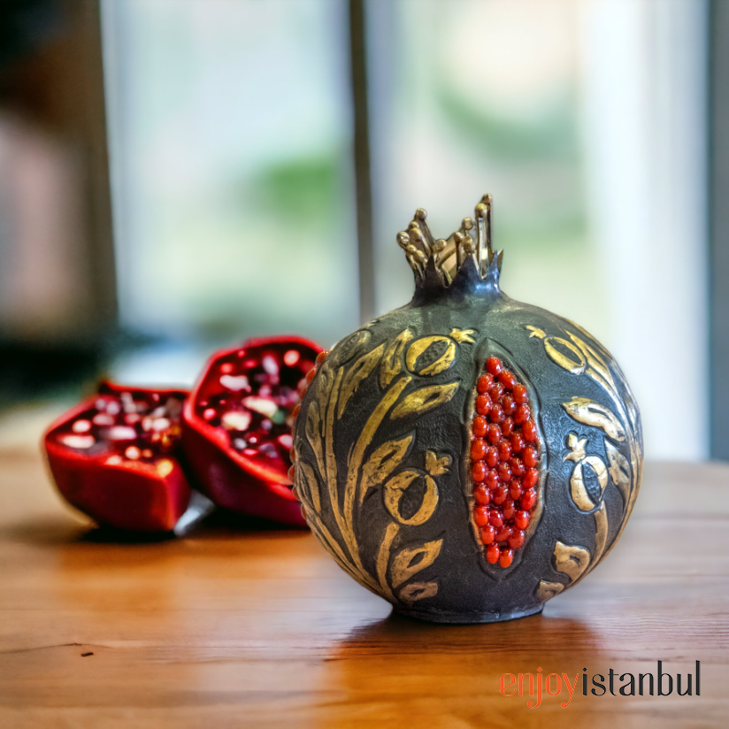 Exquisite Handmade Brass Pomegranate Design in Black- no1 - 10 Cm / 3. ...