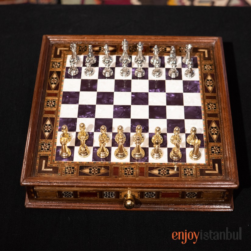 Enchanted Amethyst: Medium-Sized Violet Handmade Chess Set with Walnut ...