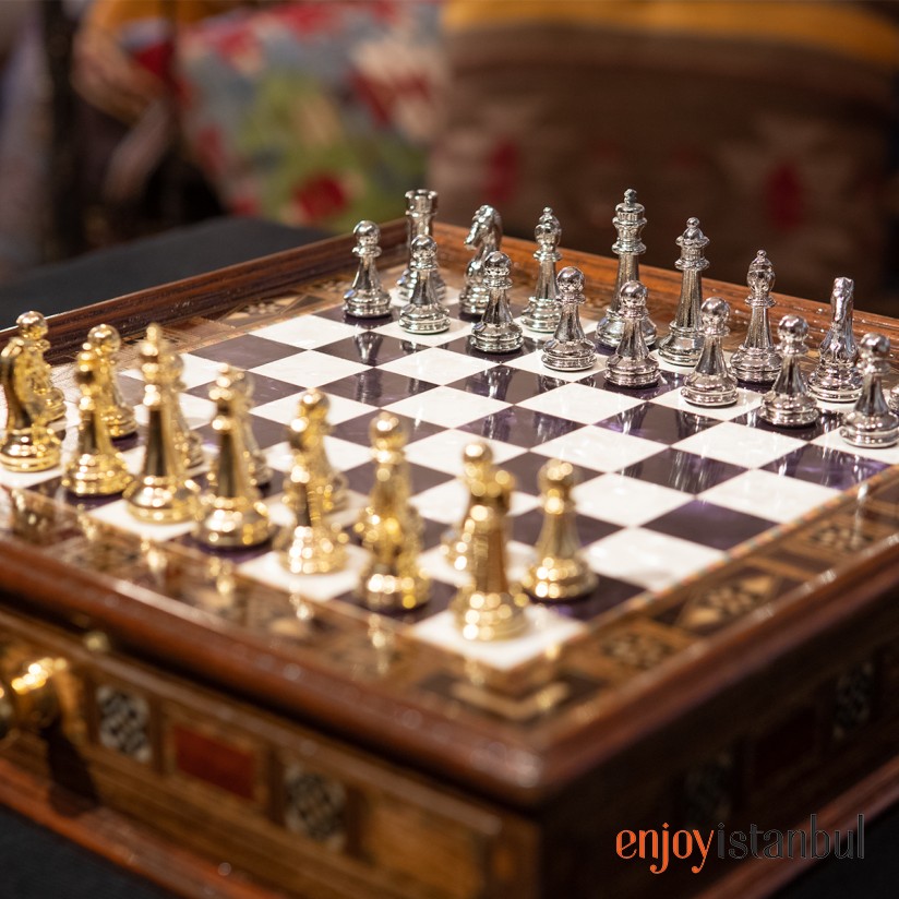 Enchanted Amethyst: Medium-Sized Violet Handmade Chess Set with Walnut ...