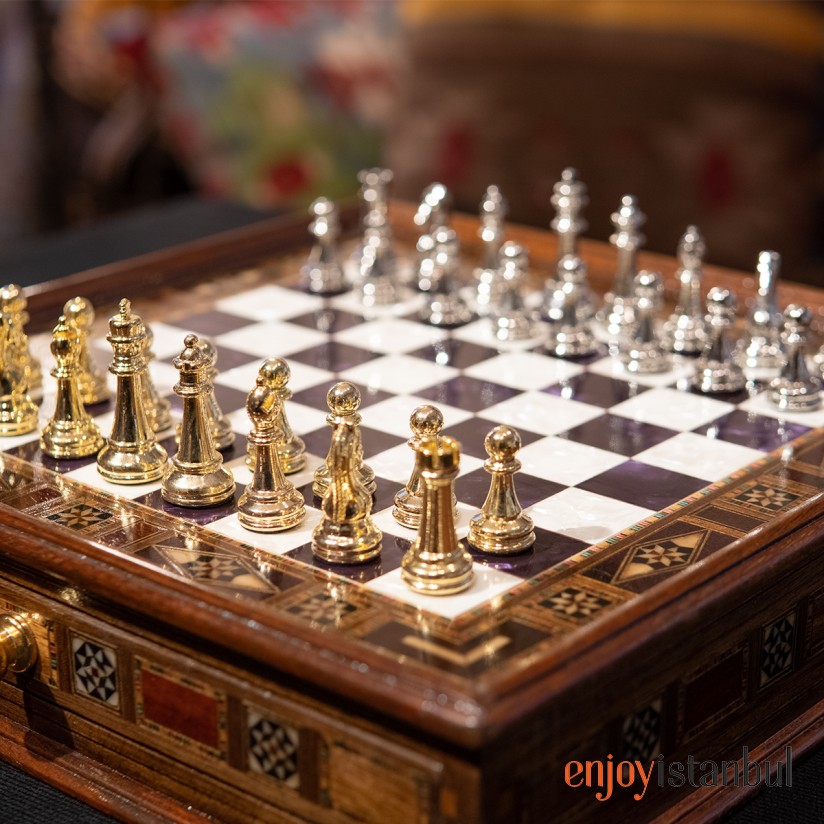 Enchanted Amethyst: Medium-Sized Violet Handmade Chess Set with Walnut ...