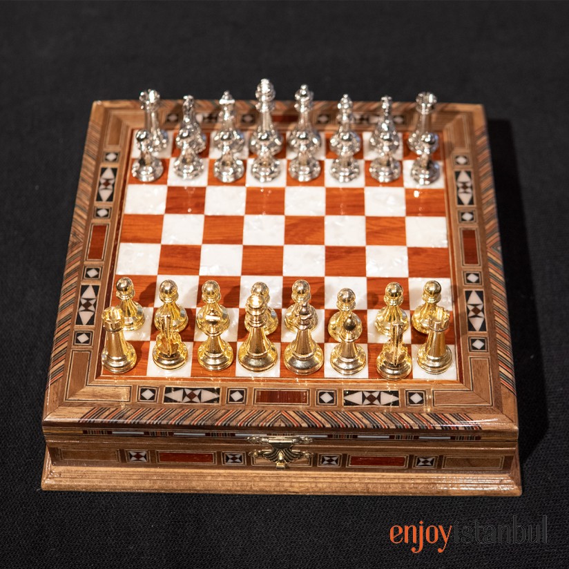 Elegance Unleashed: Handmade Walnut Chess Set with Mother of Pearl ...