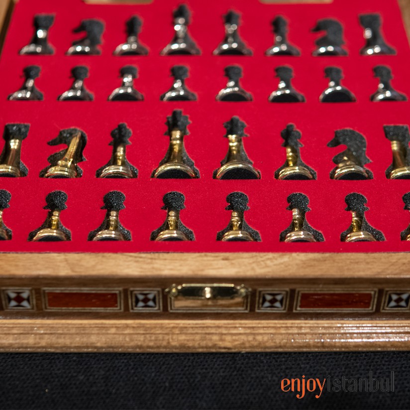 Elegance Unleashed: Handmade Walnut Chess Set with Mother of Pearl ...