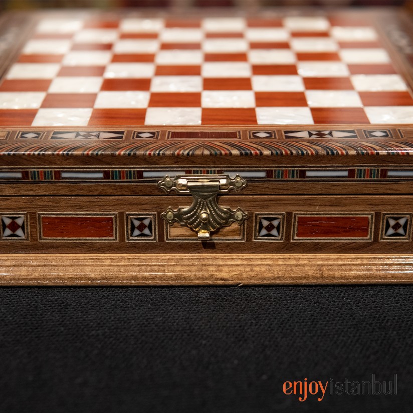 Elegance Unleashed: Handmade Walnut Chess Set with Mother of Pearl ...
