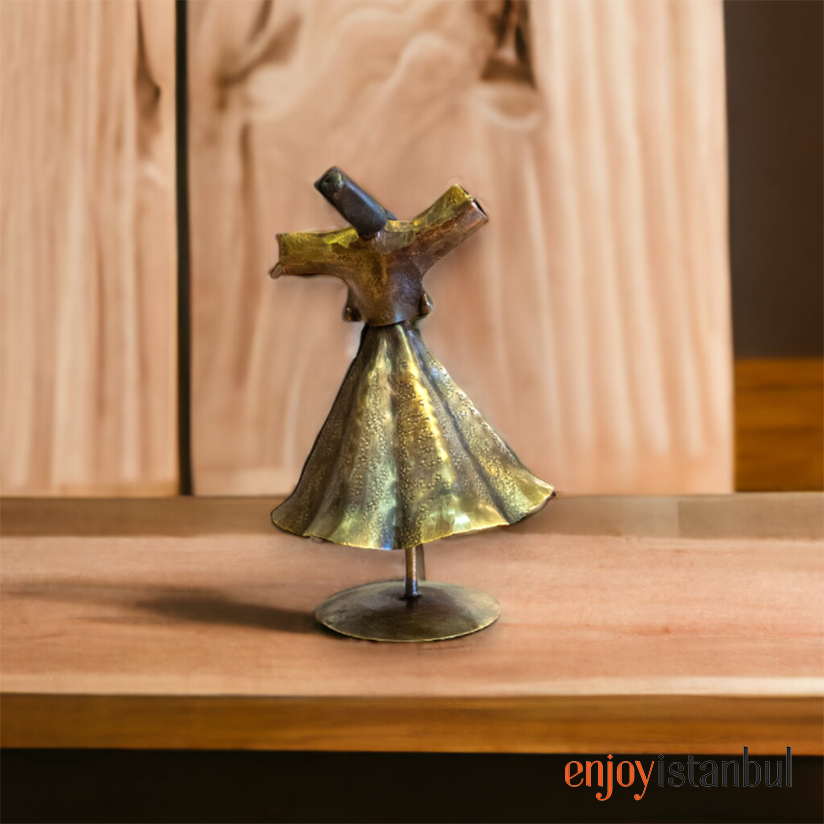 Spiral Harmony: Handcrafted Brass Whirling Dervish with Flat Design - No2
