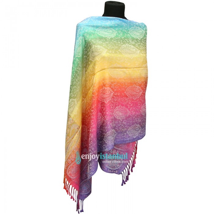Turkish Shawl - Rainbow Silky Viscose