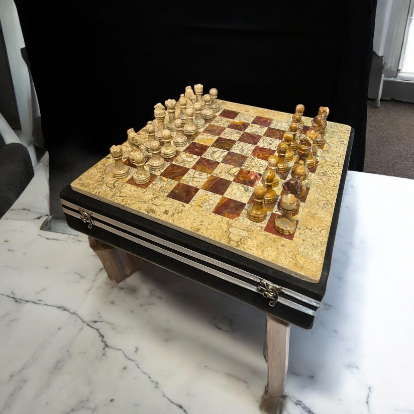 Handmade Luxurious Chess Set 40x40 – Cream and Brown Sophistication