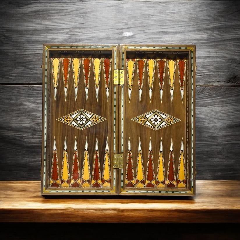 Green Mother-of-Pearl Handmade Backgammon Set