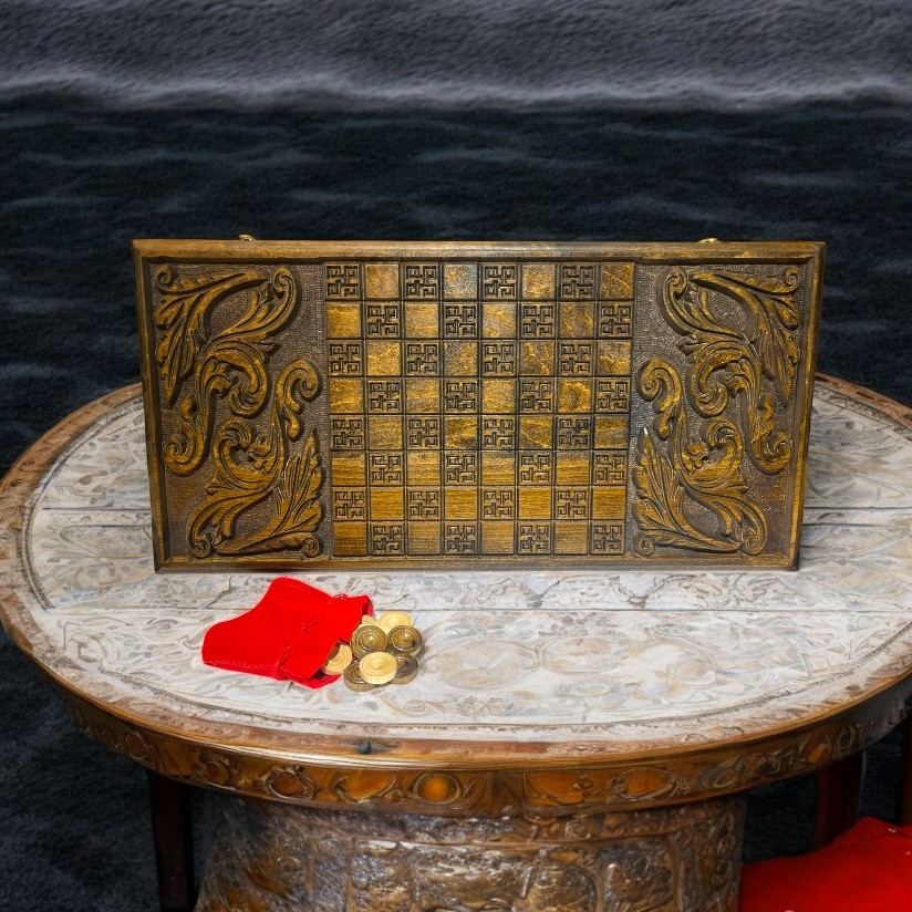 Walnut Wood Handmade Backgammon Set with Elegant Shape - "Istanbul" (12 ...