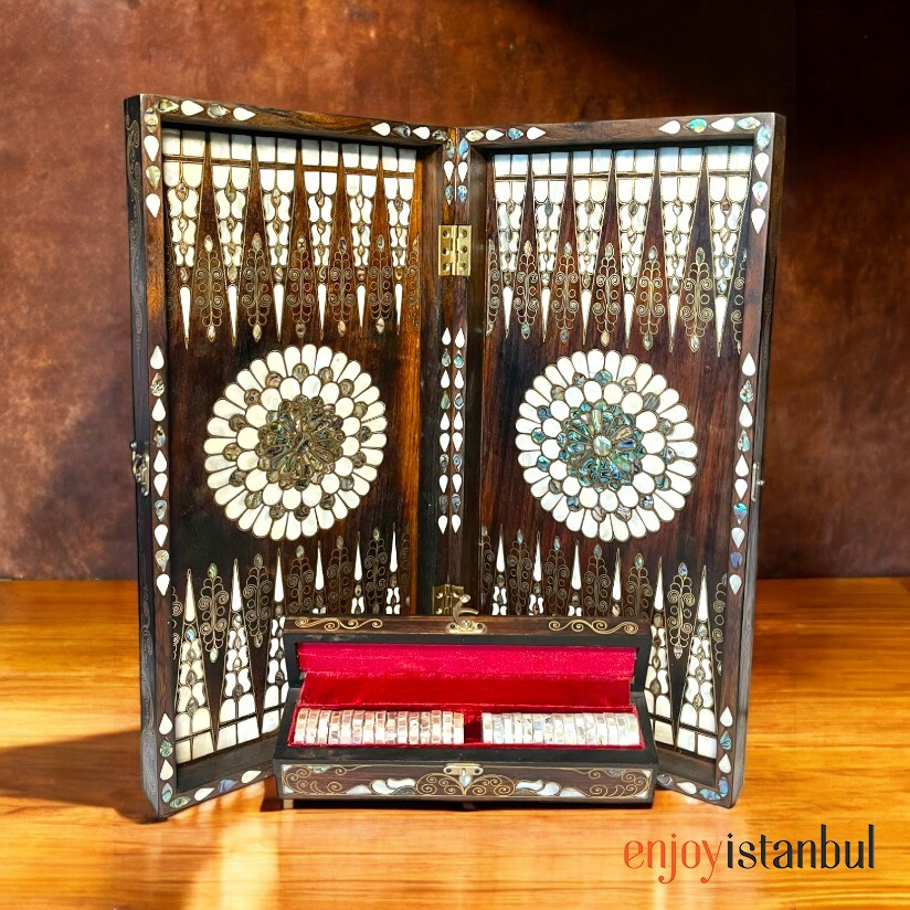 Handcrafted Mother-of-Pearl Backgammon Set: Where Elegance Meets Tradition