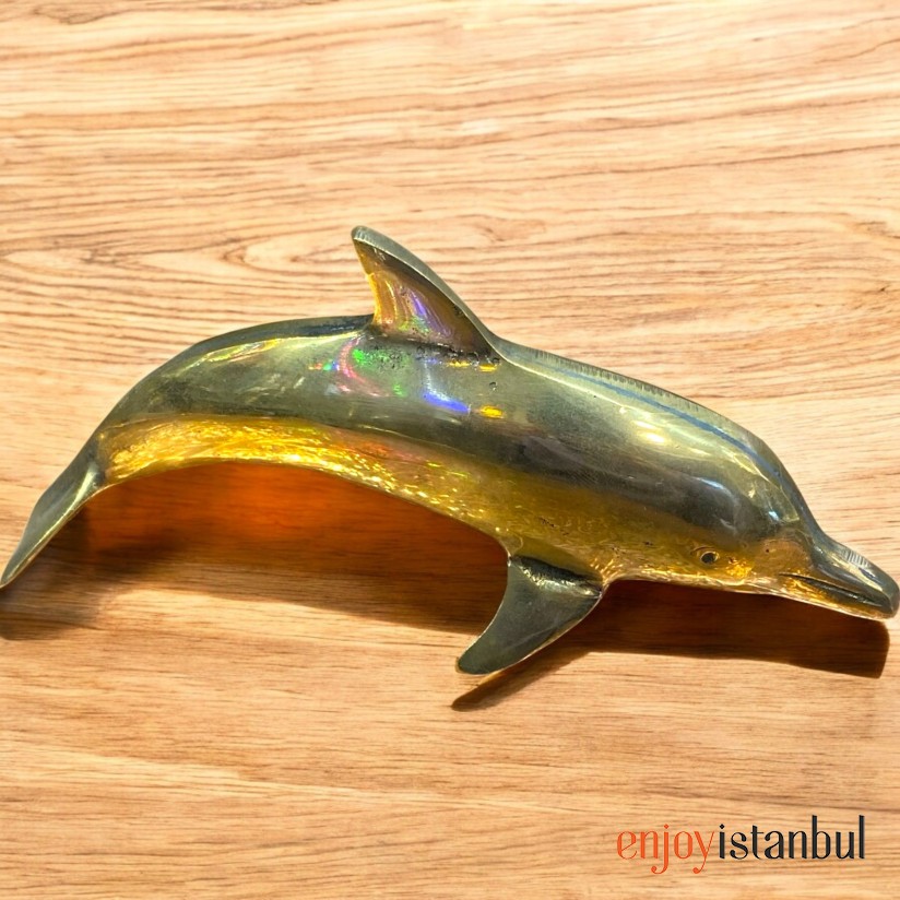 Ocean Harmony: Handmade Brass Dolphin Figure- 8 cm / 3.14 inches