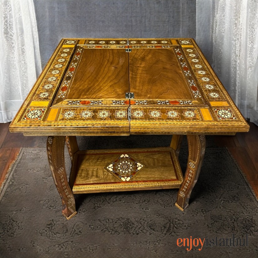 Handmade Foldable Nutwood All-in-One Game Table Set for Backgammonw and ...