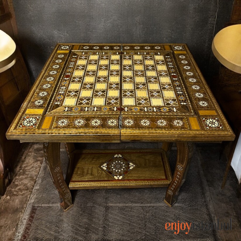 Handmade Foldable Nutwood All-in-One Game Table Set for Backgammonw and ...