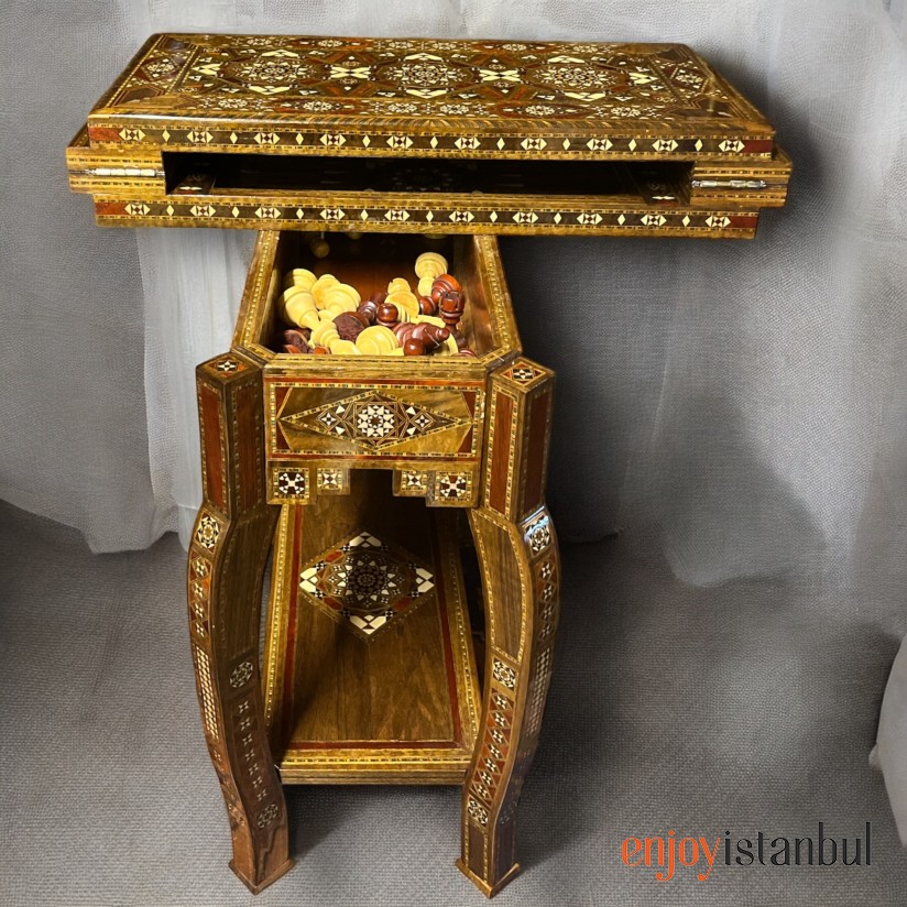 Handmade Foldable Nutwood All-in-One Game Table Set for Backgammonw and ...