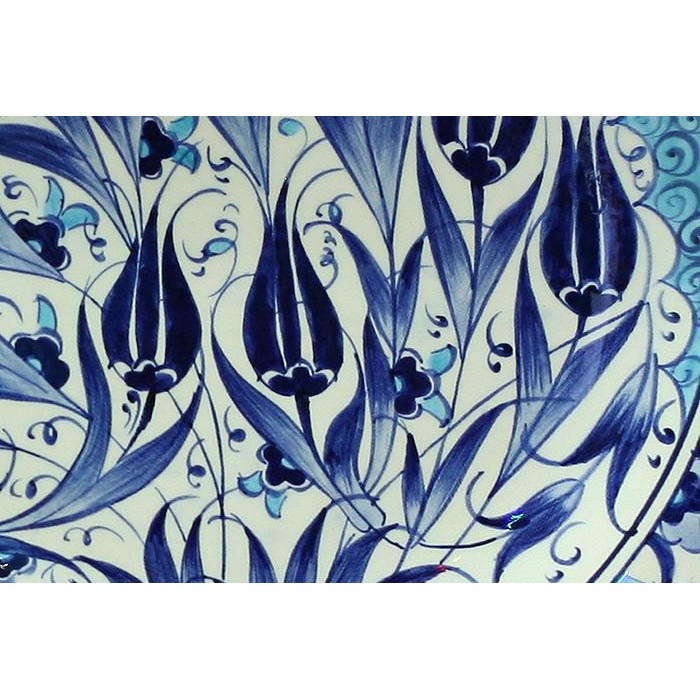 12''/30 cm Hand Painted Iznik Ceramic Relief Plate with Navy Blue ...