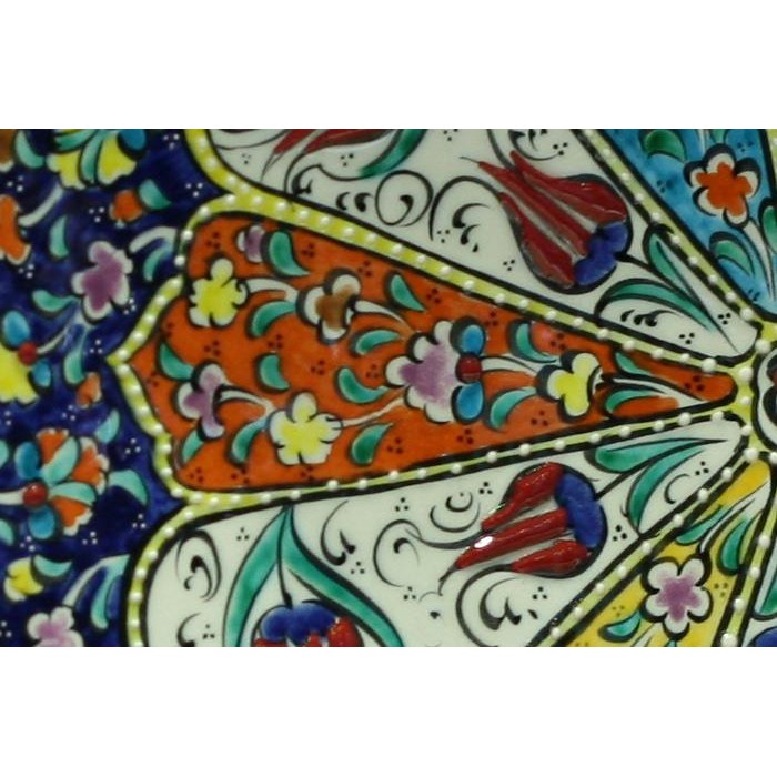 12''/30 cm Hand Painted Iznik Ceramic Relief Plate with Red Colored ...