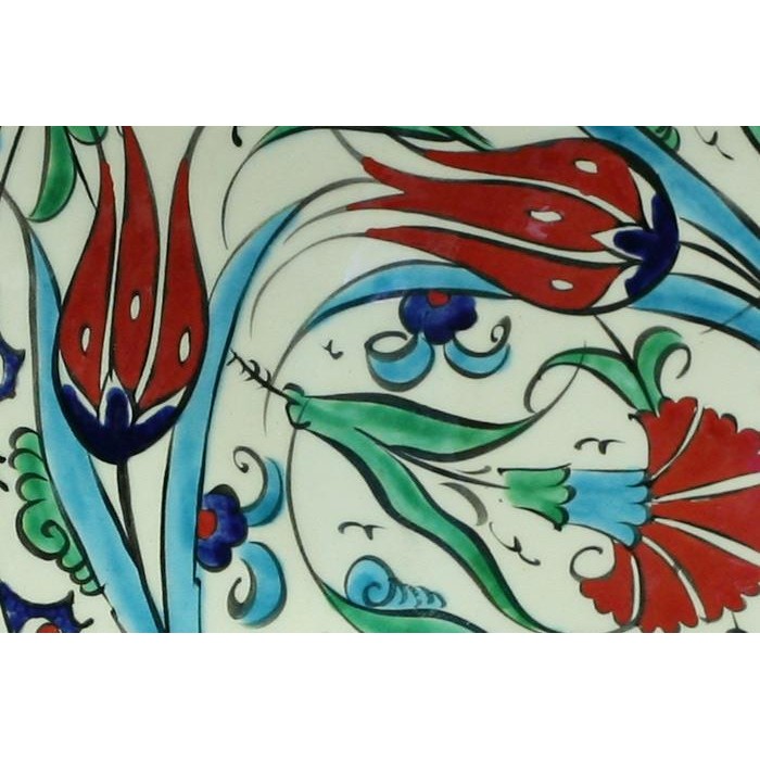 12''/30 cm Hand Painted Iznik Ceramic Relief Plate with Red Colored ...