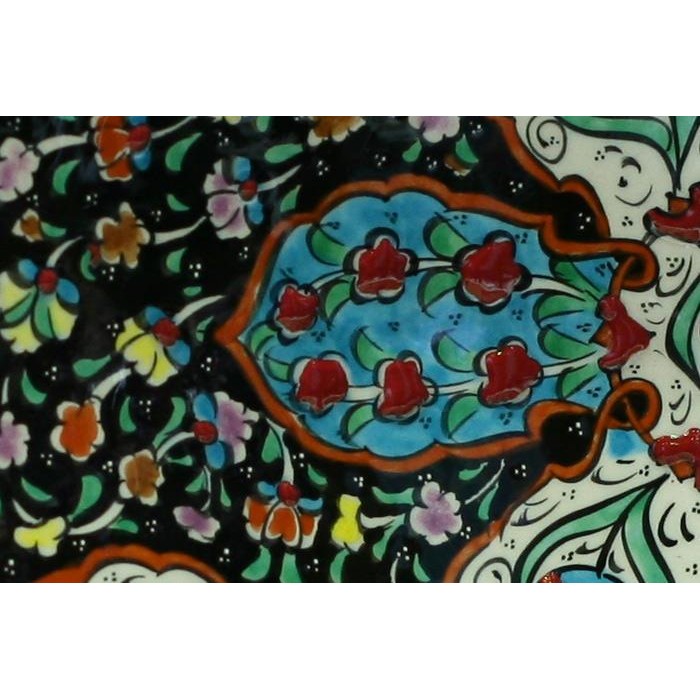 12''/30 cm Hand Painted Iznik Ceramic Relief Plate with Red Colored ...