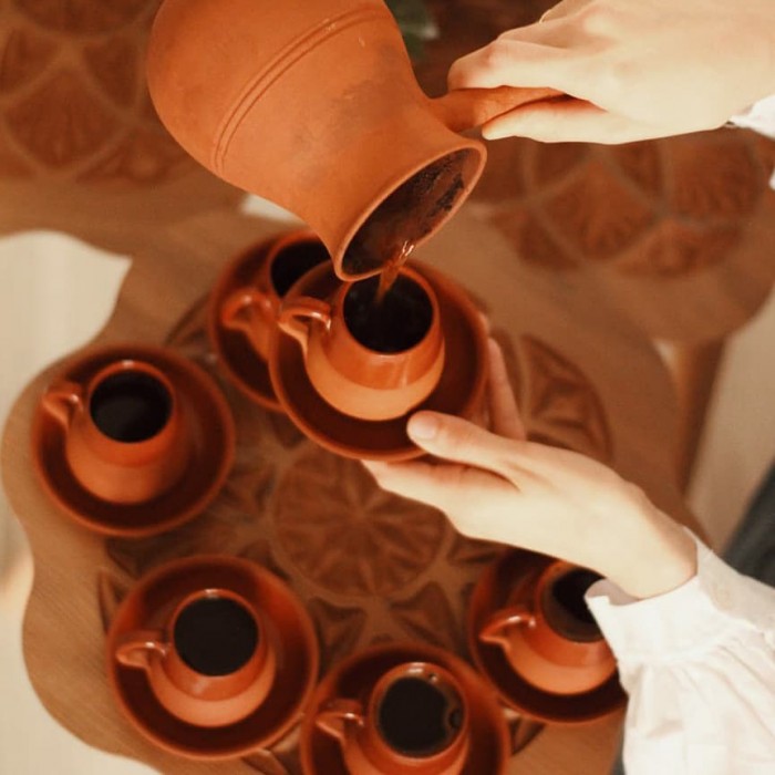 Handmade Coffee Set - 6 Cups and 1 Coffee Pot