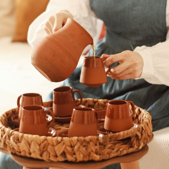 Handmade Coffee Set - 6 Cups and 1 Coffee Pot