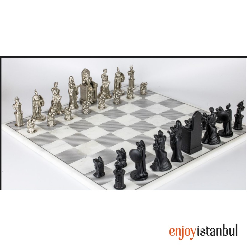 Handmade Olympos Stainless Steel Chess Set