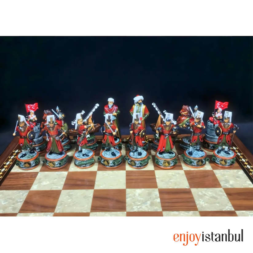 Hand-Painted Byzantium. Knights Templar, Ottoman & Crusader Chess Set ...
