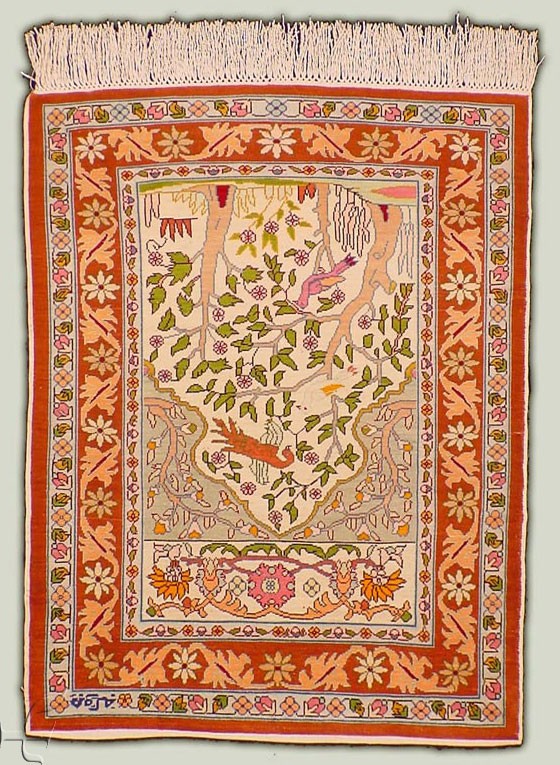 Hereke Silk Carpet - 1.7'X2.4'/0.5X0.7 Mt. - enjoyistanbul.com