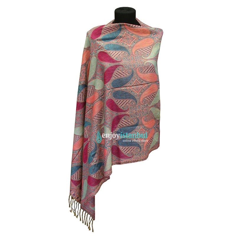Turkish Shawl - Silky Viscose Reversible Mix Color - enjoyistanbul.com